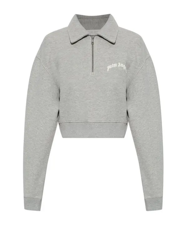 Palm Angels Logo Cropped Zip Sweatshirt
