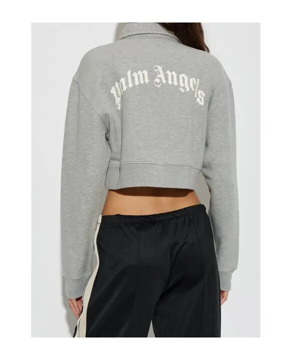 Palm Angels Logo Cropped Zip Sweatshirt