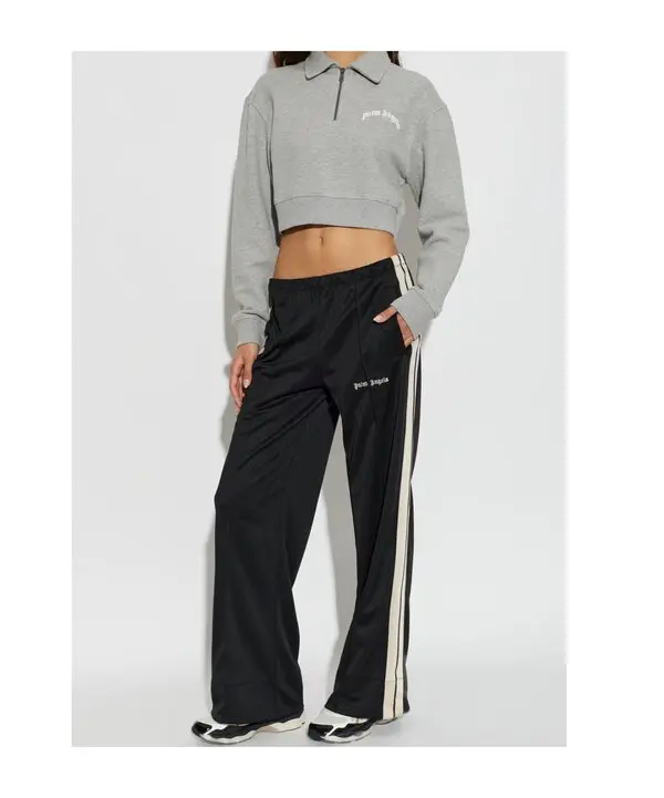 Palm Angels Logo Cropped Zip Sweatshirt