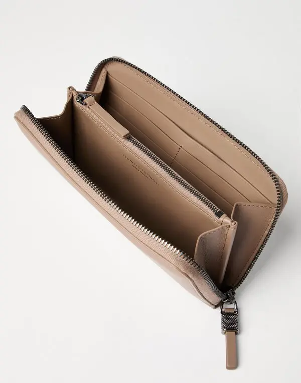 Brunello Cucinelli Calfskin Wallet With Shiny Zipper Pull