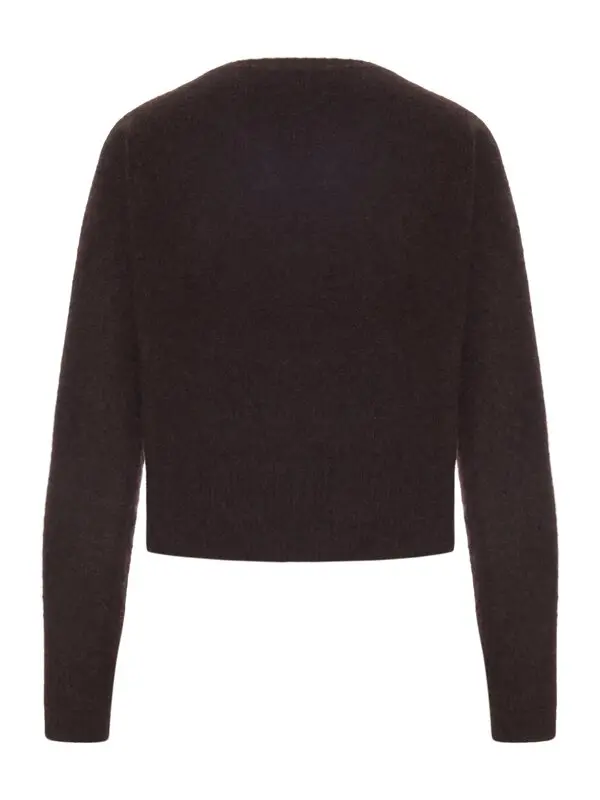 ROBERTO COLLINA Cropped V-neck Fuzzy Knit Cardigan