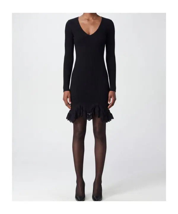 Blumarine Ribbed Lace-hem Dress