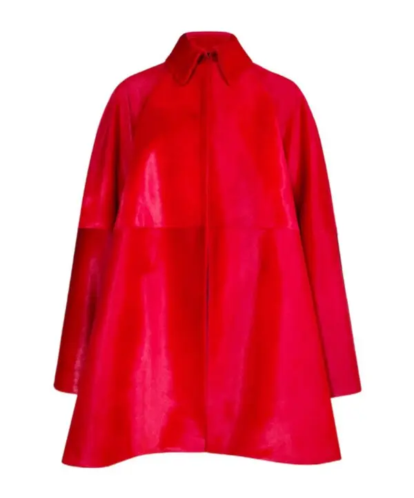 Alaïa Pony Calfskin A-line Coat - Red