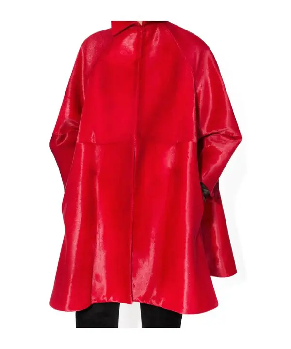 Alaïa Pony Calfskin A-line Coat - Red