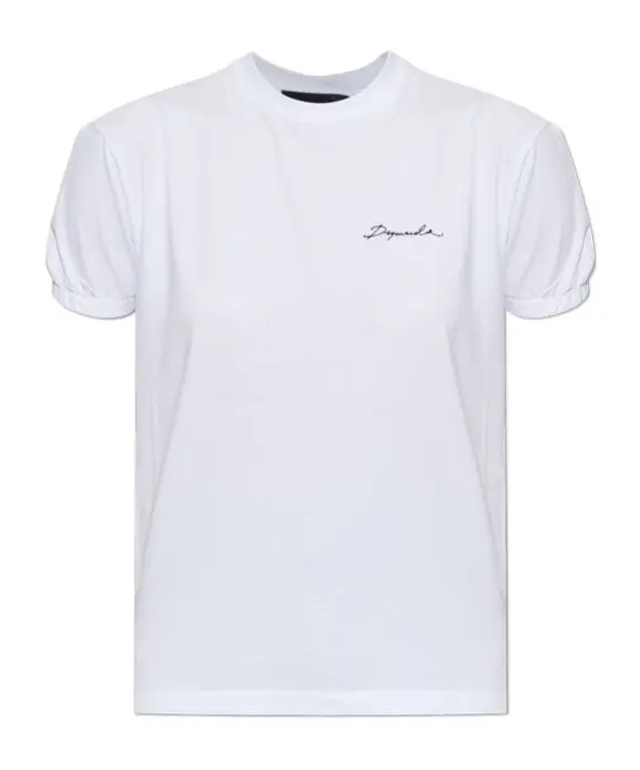 Dsquared2 Logo-embroidered Puff-sleeve T-shirt - White