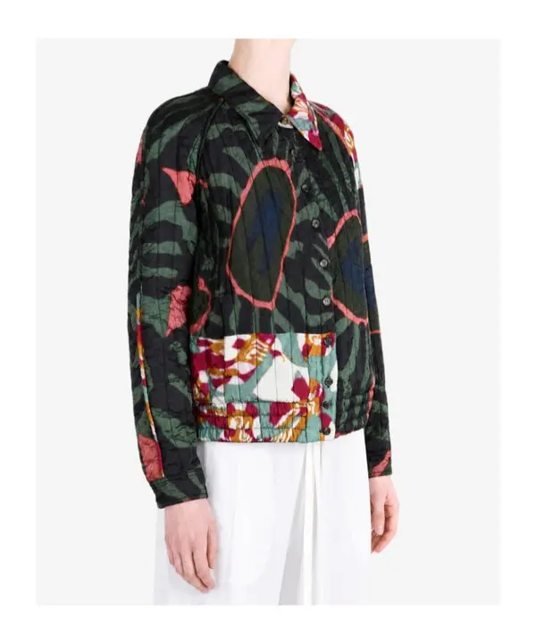 Dries Van Noten Marbled Clay Border Print Fluid Coat