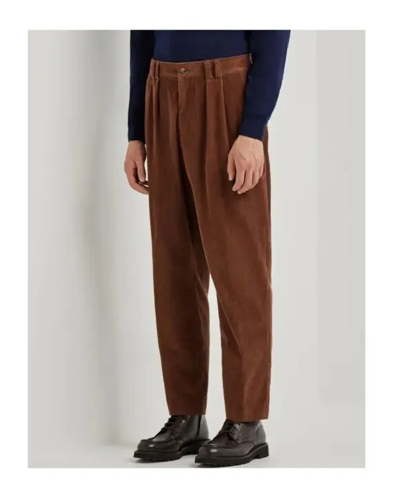 Canali Cotton Corduroy Pants With Two Pleats