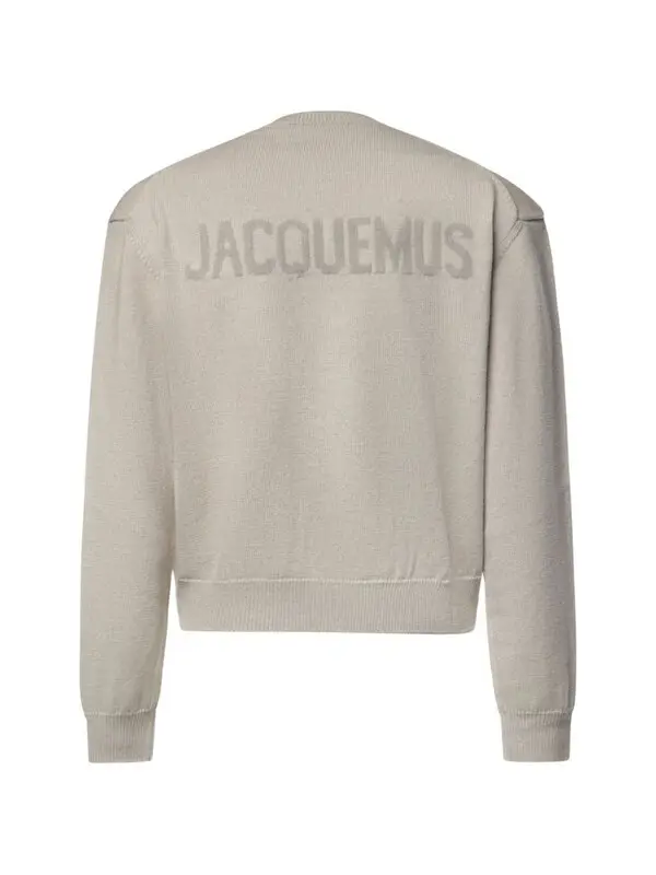 Jacquemus Logo Ribbed Cardigan - Light Beige