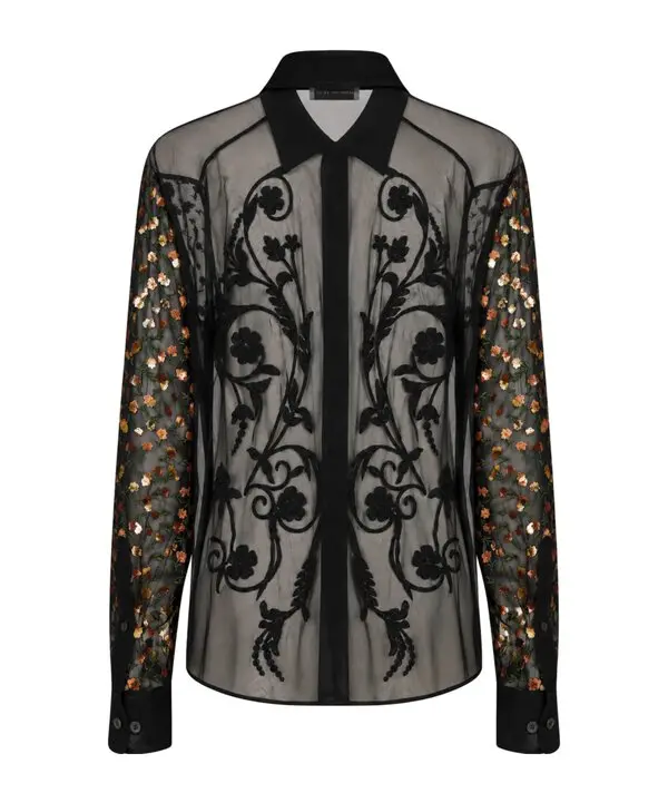 Dries Van Noten Beaded Floral Embroidered Shirt