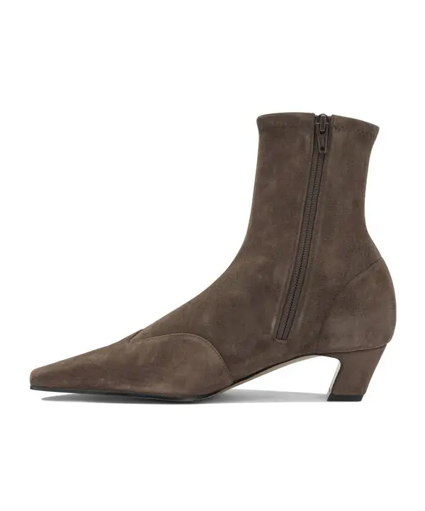 Khaite Nevada Square Toe Zipped Ankle Boots