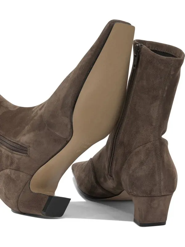 Khaite Nevada Square Toe Zipped Ankle Boots