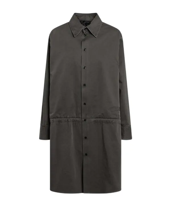 MAISON MARGIELA Drawstring-waist Shirt Mini Dress - Grey