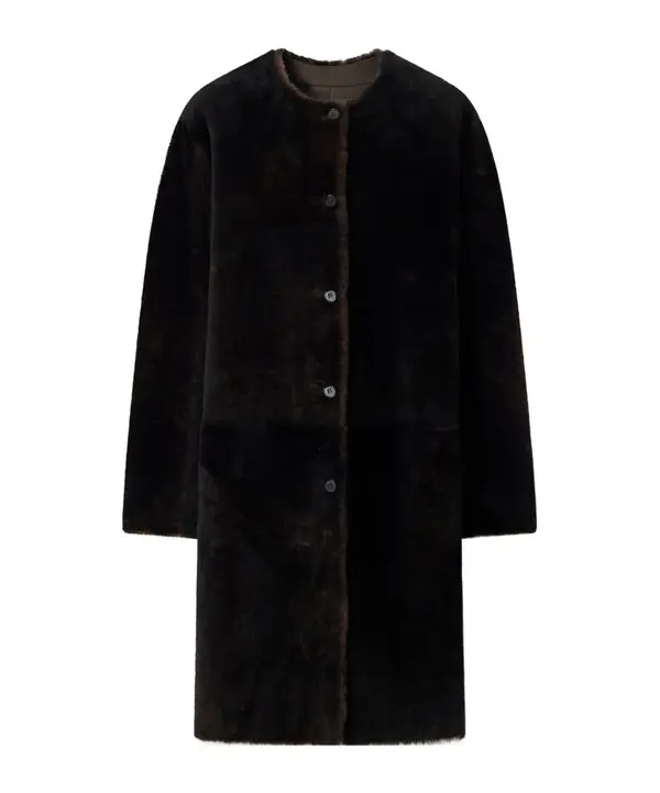 Loulou De Saison Elba Shearling Coat - Dark Brown