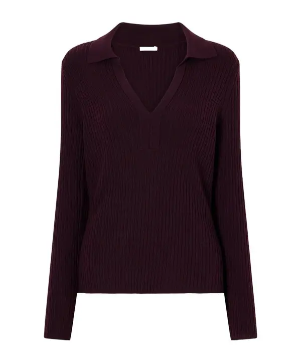JOSEPH Polo Collar Knit Sweater - Purple