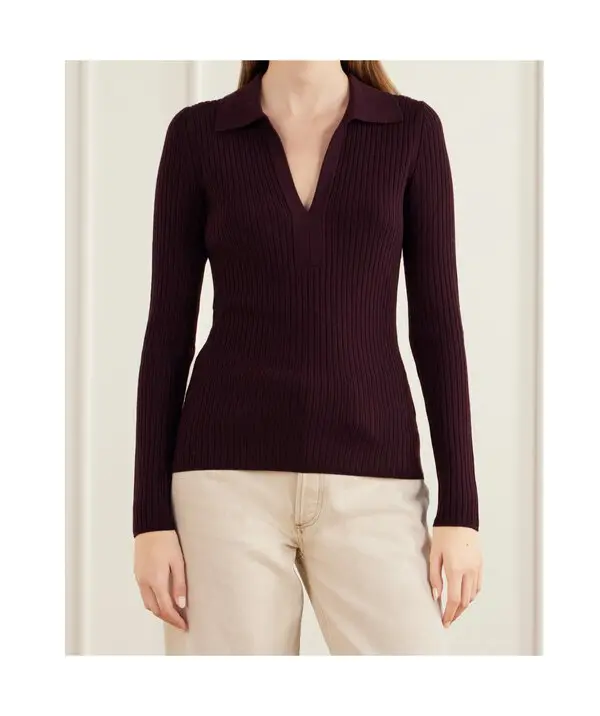 JOSEPH Polo Collar Knit Sweater - Purple
