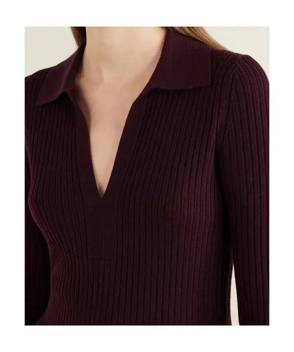 JOSEPH Polo Collar Knit Sweater - Purple
