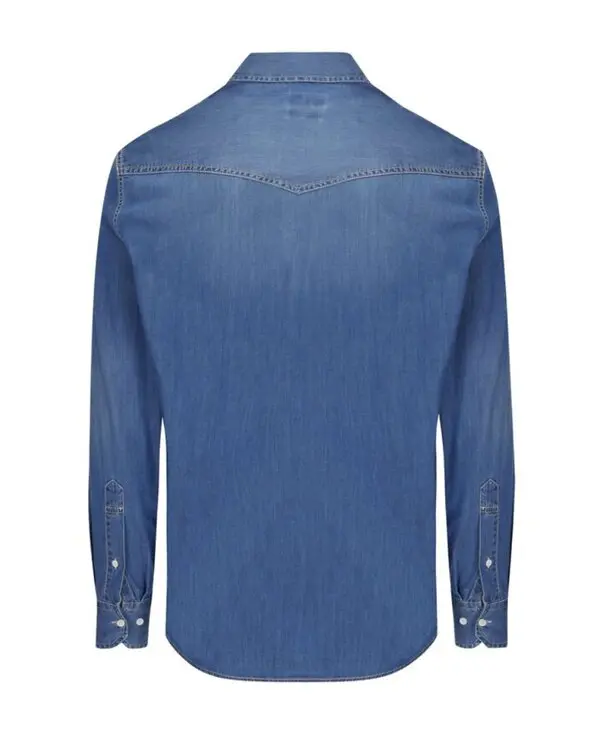Brunello Cucinelli Logo Denim Shirt - Blue