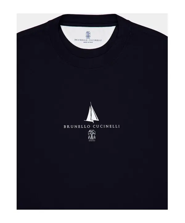 Brunello Cucinelli Logo Printed Crewneck T-shirt