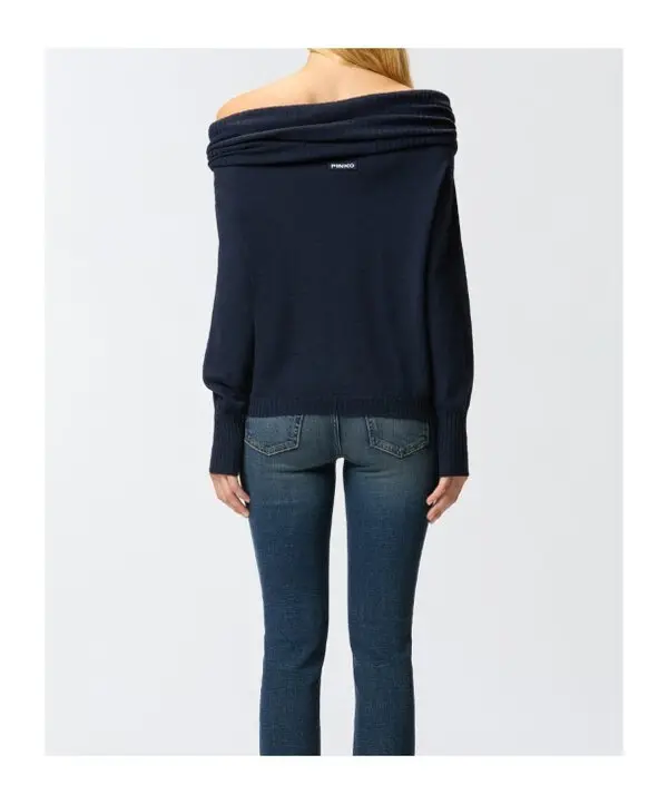 Pinko Off-shoulder Ribbed Jumper