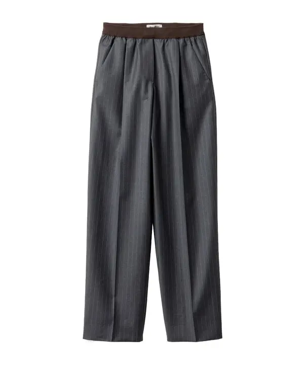 Miu Miu Pinstripe Pants - Gray