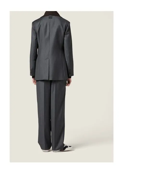 Miu Miu Pinstripe Pants - Slate Grey