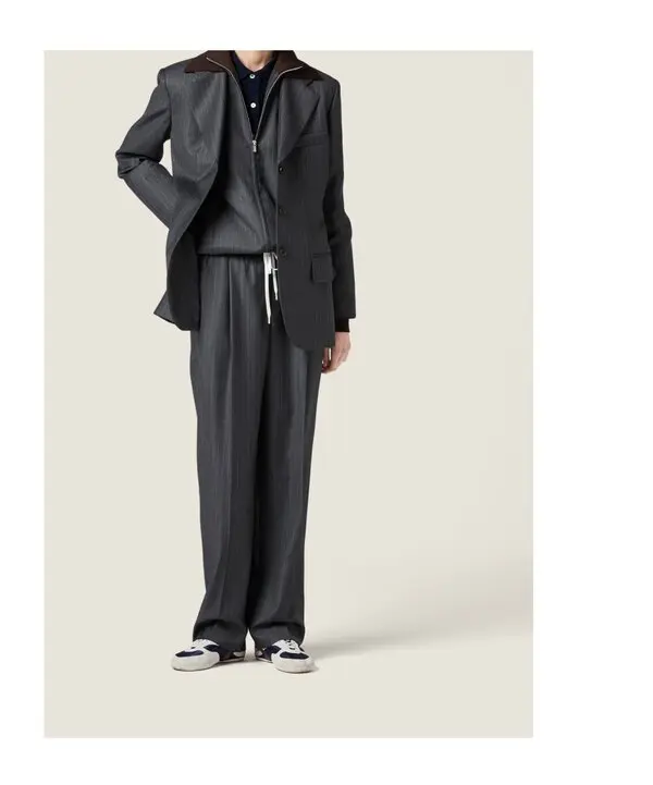 Miu Miu Pinstripe Pants - Slate Grey