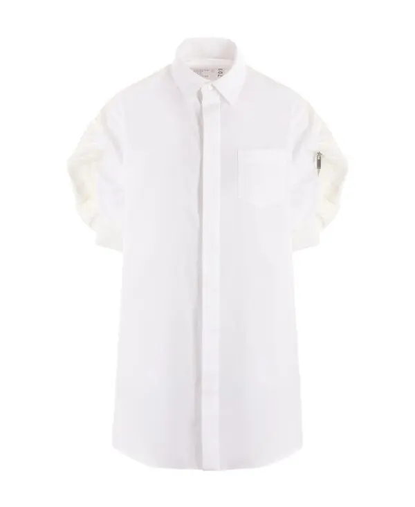 Sacai Short Puff Sleeved Mini Shirt Dress