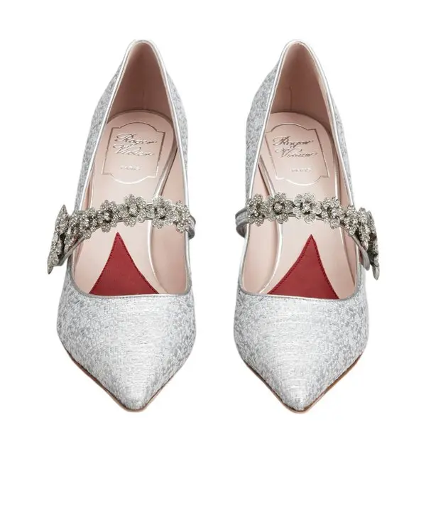 ROGER VIVIER Bouquet Flower Piping Babies Pumps In Fabric
