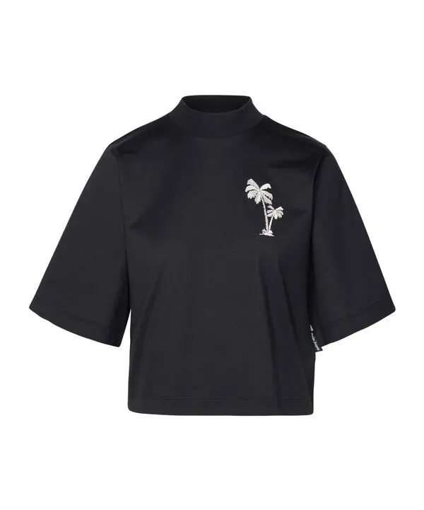Palm Angels Palm Embroidered Cropped T-shirt