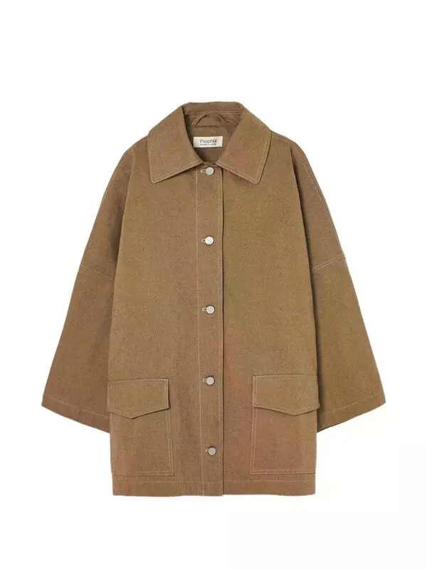 PSOPHIA Contrast-stitch Button-down Coat