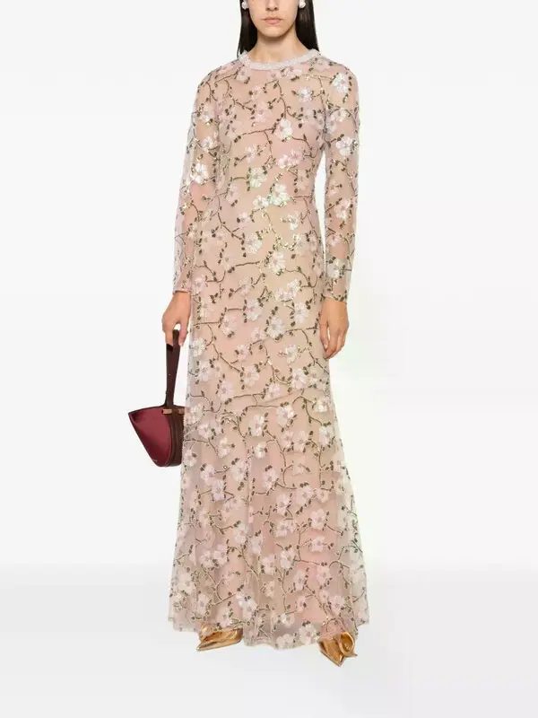 SELF-PORTRAIT Floral Sequin Maxi Dress