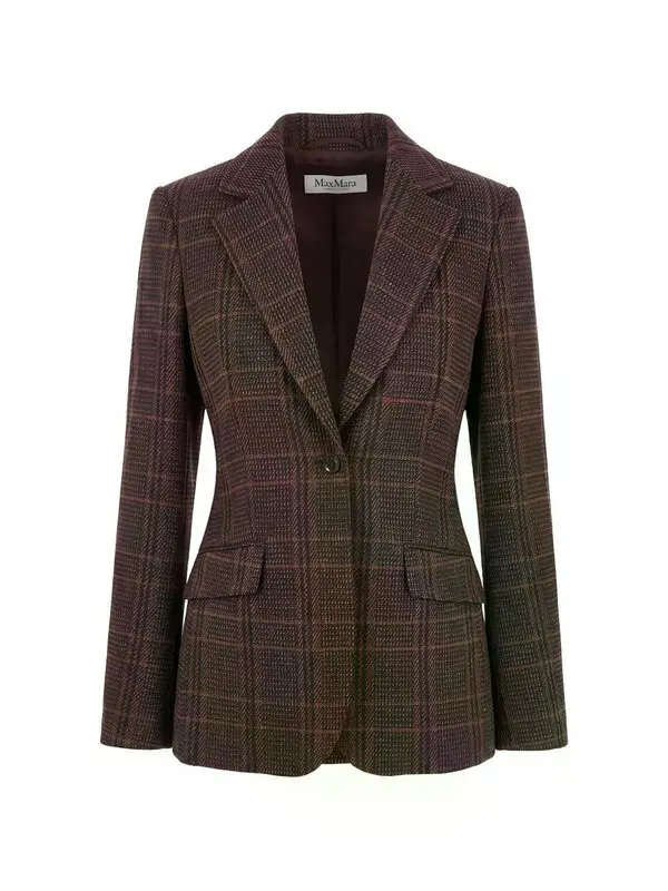 Max Mara Abate Check-pattern Single-breasted Blazer - Brown