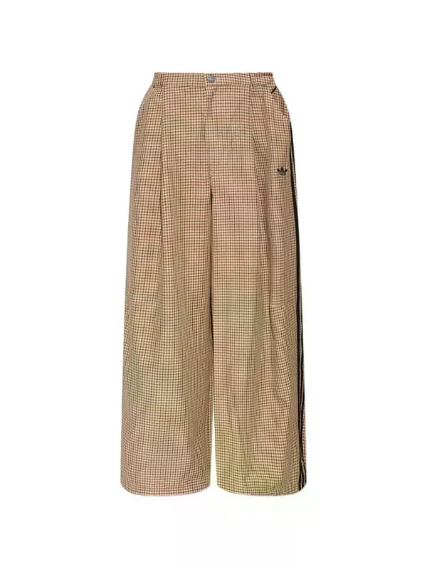 Adidas Long Check-pattern Side-stripe Trousers