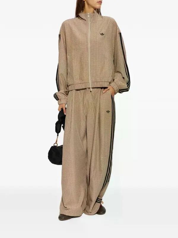 Adidas Long Check-pattern Side-stripe Trousers