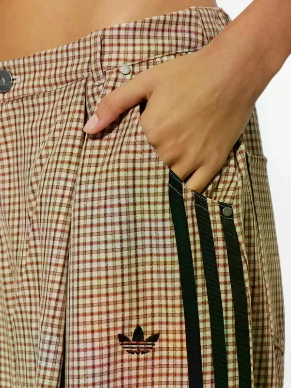 Adidas Long Check-pattern Side-stripe Trousers