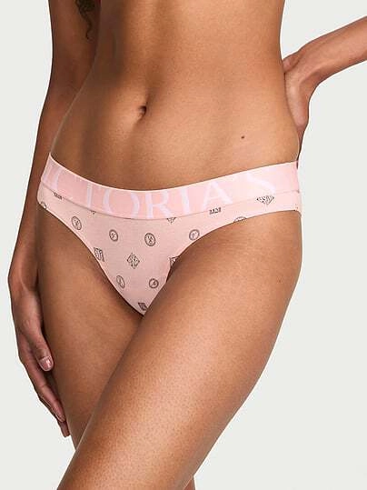 Victoria's Secret Cotton Exploded Logo Ultra-low Cheeky Panty - Print