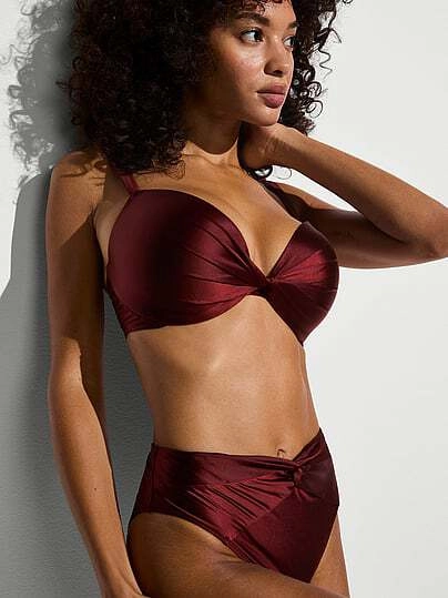 Victoria's Secret Swim Satin Shine Twist Push-up Bikini Top - Brown