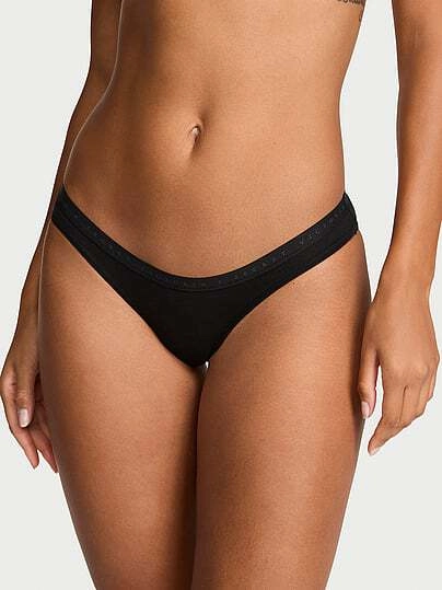 Victoria's Secret Stretch Cotton Ultra-low Cheeky Panty - Black