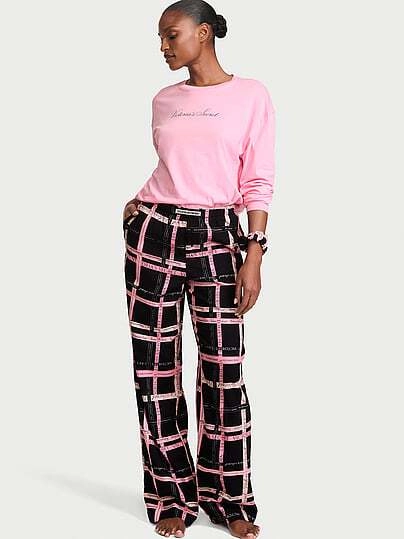 Victoria's Secret Cozyflannel™ Long Tee-jama & Scrunchie Set - Pink
