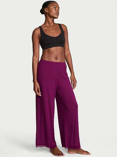 Victoria's Secret Sosoft™ Modal Lace-trim Wide-leg Pant - Purple