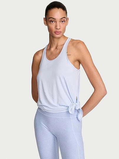Victoria's Secret Vsx Drapey Knit Side-slit Tank Top - Blue