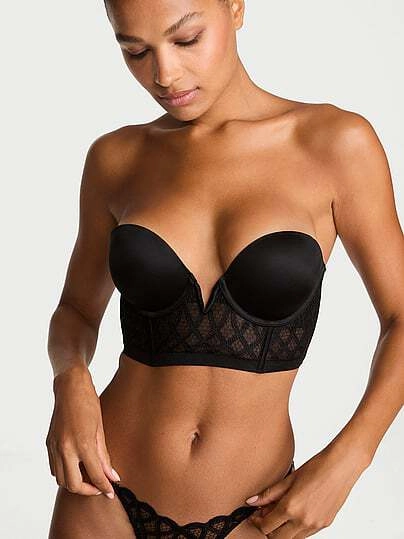 Victoria's Secret Very Sexy Viper Embroidery Push-up Crop Corset Top - Print