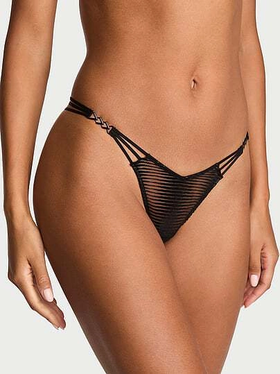 Victoria's Secret Very Sexy Wave Stripe Embroidery Thong Panty - Print