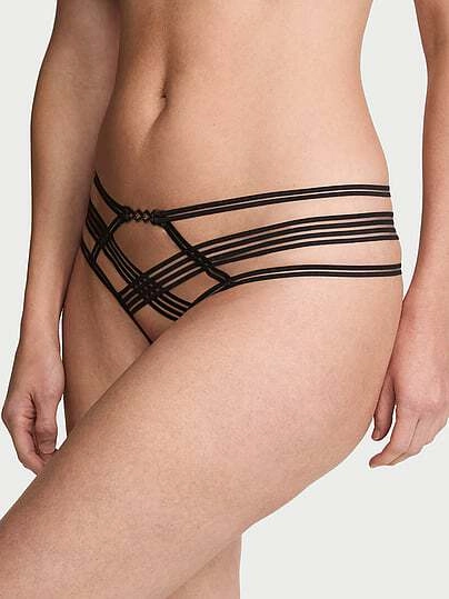 Victoria's Secret Very Sexy Wave Stripe Peekaboo Cheeky Panty - Black