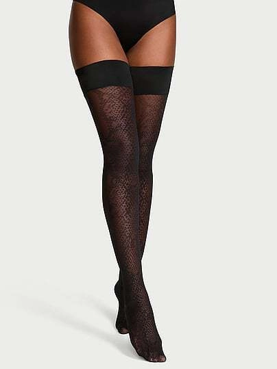 Victoria's Secret Very Sexy Sheer Snake Thigh Highs - Black