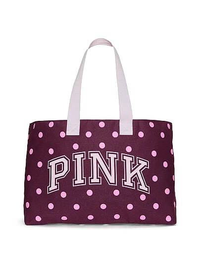 Victoria's Secret Canvas Tote Bag & Wristlet Pouch Set