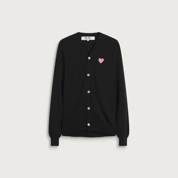 Play Comme Des Garcon Pink Heart Cardigan - Black