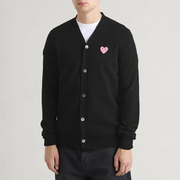 Play Comme Des Garcon Pink Heart Cardigan