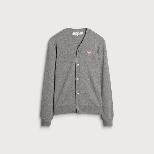 Play Comme Des Garcon Pink Heart Cardigan - Grey