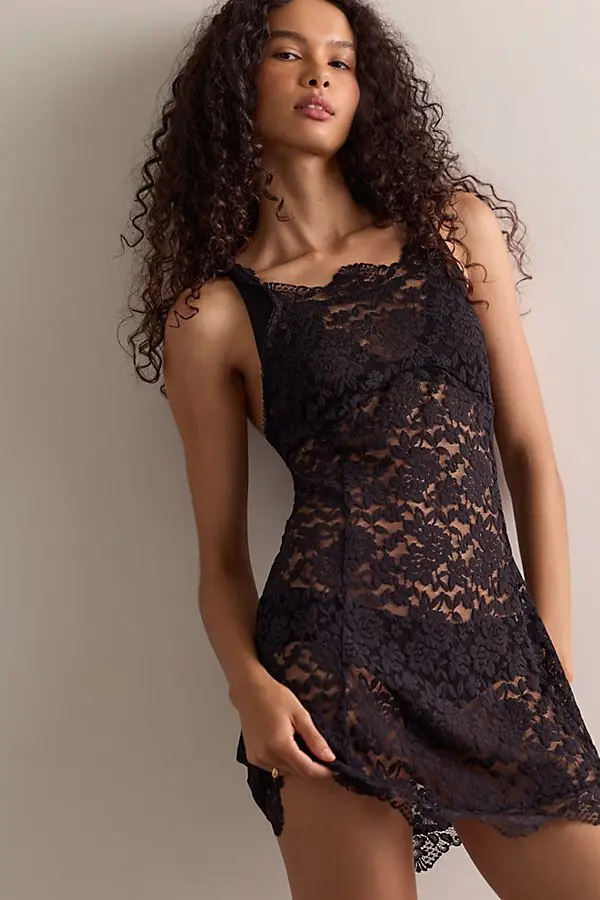 Free People First Impressions Mini Slip Dress - Black
